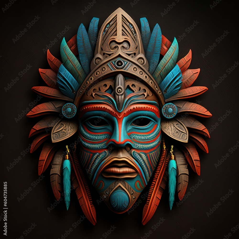 Native culture, Maya mask, Haida masks, native masks Stock Illustration ...