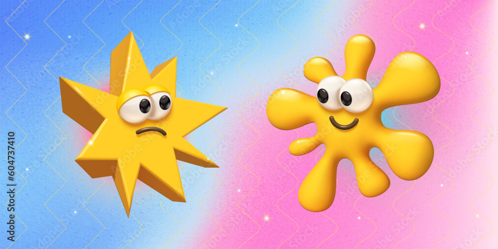 Bouba Kiki effect. Abstract visual shapes characters of sound symbolism ...