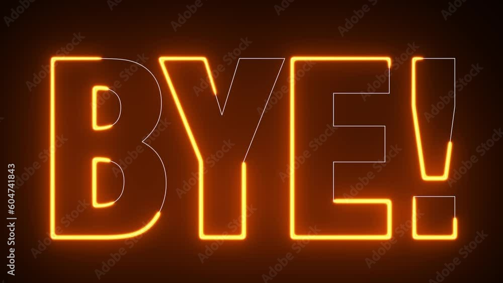 4K Ultra Hd Video. Bye text electric orange lighting text with ...