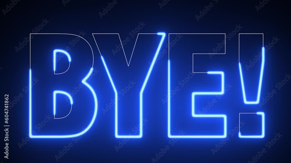 4K Ultra Hd Video. Bye text electric blue lighting text with animation ...