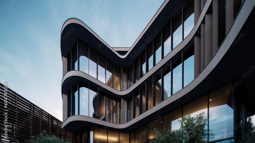 Modern curved architecture exterior design with glass. Generative AI ...