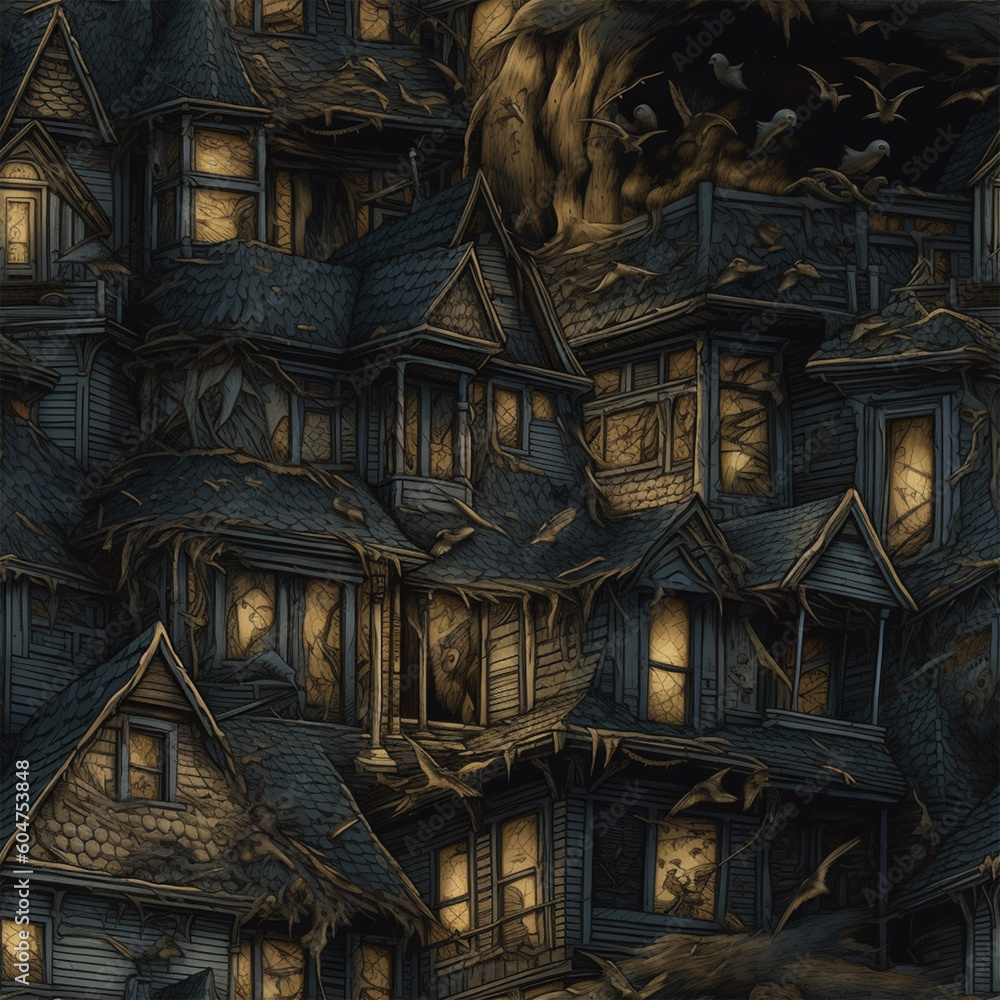 Explore our eerie collection of haunted house patterns, artfully ...
