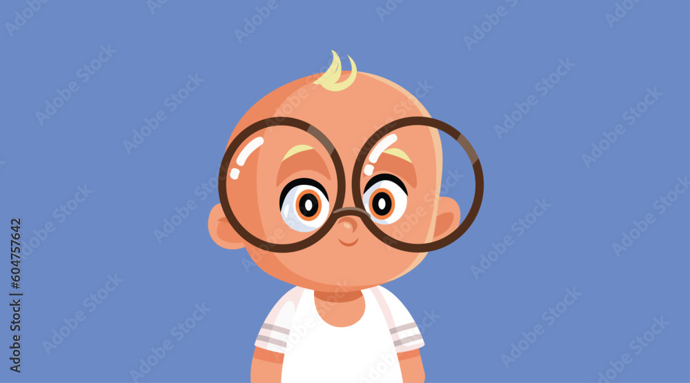 Cute Little Baby Wearing Eyeglasses Vector Cartoon Illustration. Infant ...