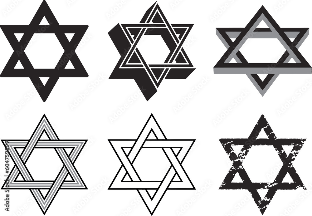 Star of David set, Seal of Solomon, the Jewish Hexagram. Traditional ...