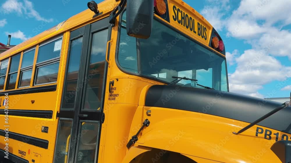 Empty Yellow Colored School Buses are Parked in the Parking Lot. Yellow ...