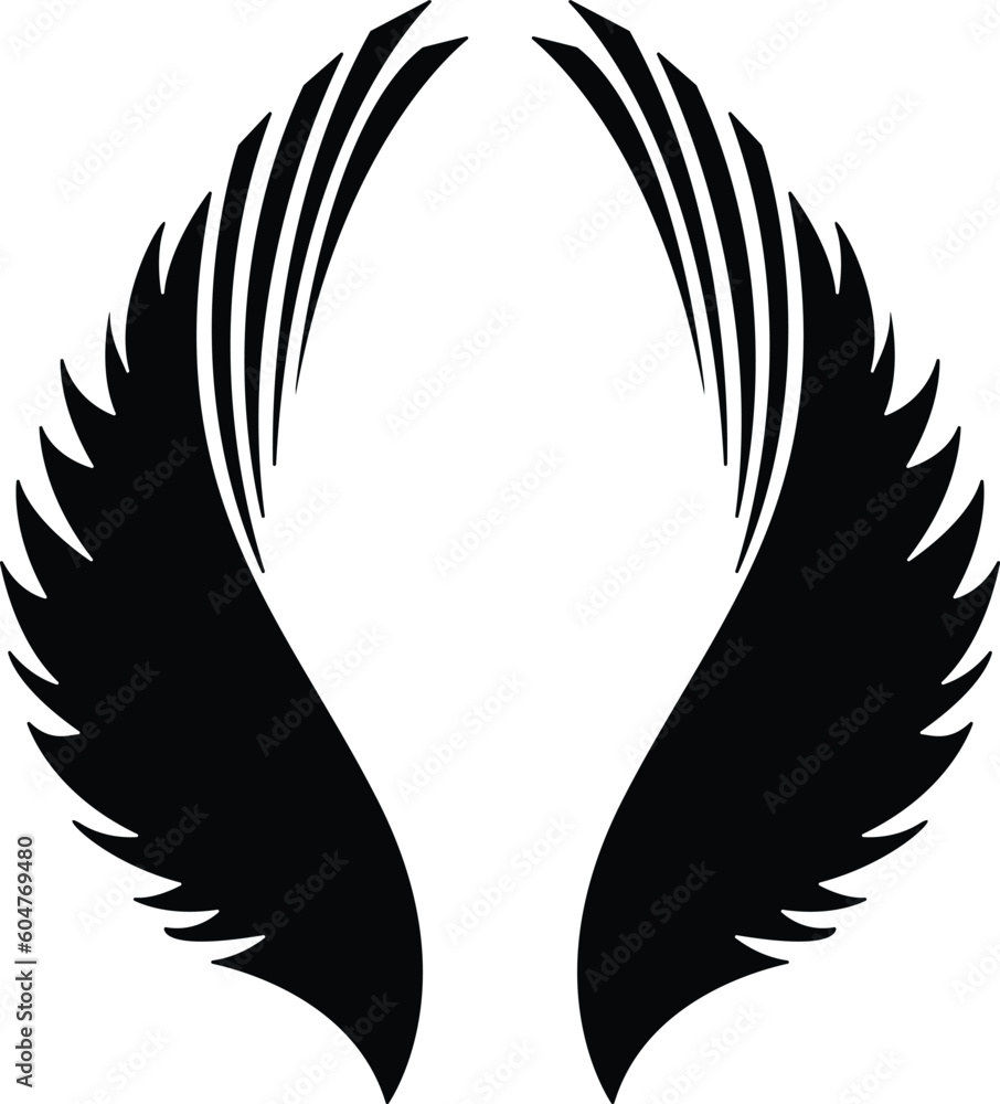 Wings logo. tattoo design of a wings, silhouette of pair wings, angle ...