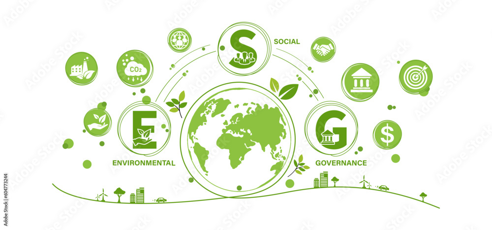 ESG concept icon for business and organization, Environment, Social ...