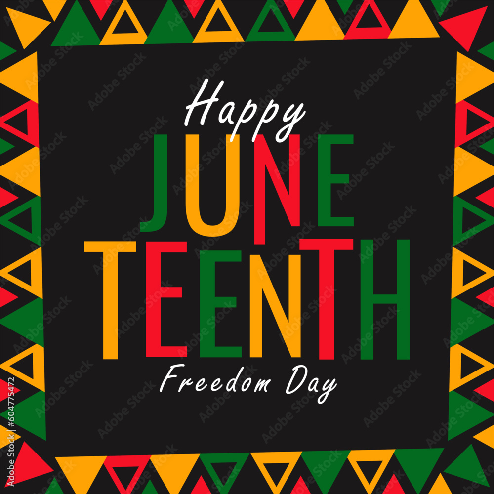 happy juneteenth text design with african pattern ornament Stock Vector ...