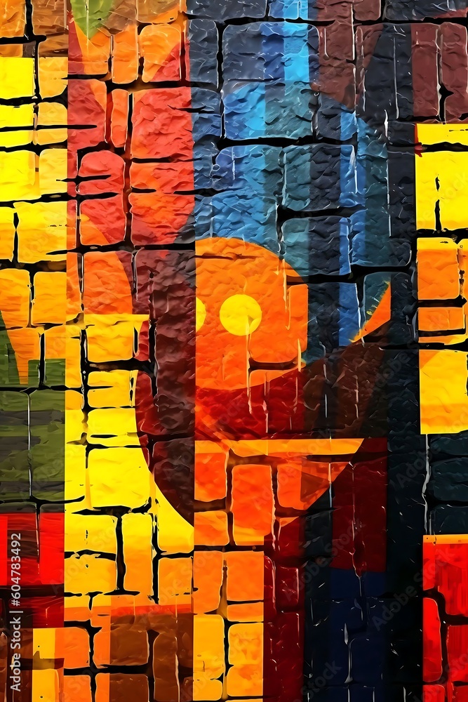 Abstract painting concept. Colorful African tile texture background ...