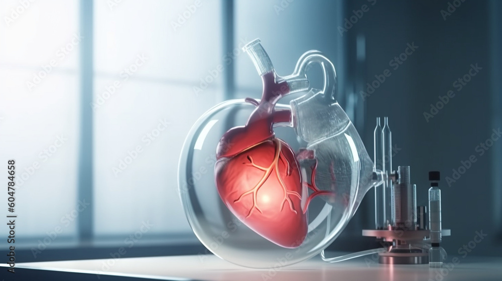 Heart in laboratory research concept realistic Stock Illustration ...