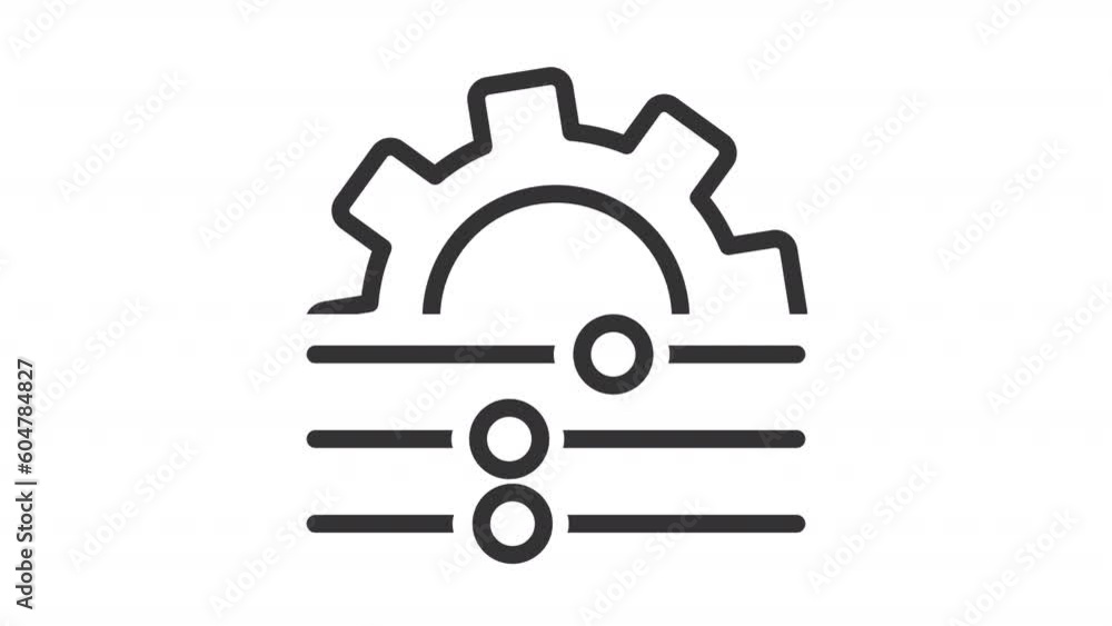 Adjustment icon animation. Animated line spinning gear and slider ...