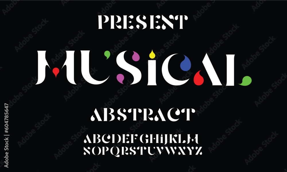 MUSICAL Lettering Fashion Designs. Modern elegant alphabet letters font ...