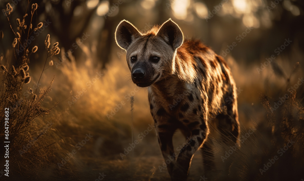 Photo of laughing hyena in its natural habitat, composition showcases ...