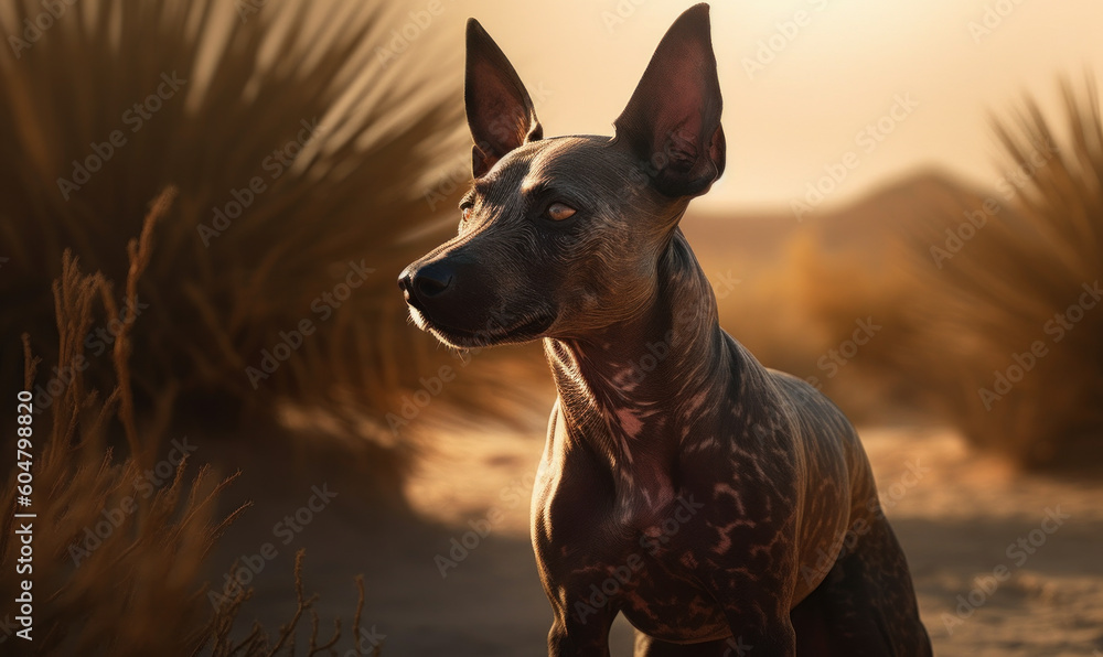 Photo of Mexican hairless dog, captured as it basks in warm glow of sun ...
