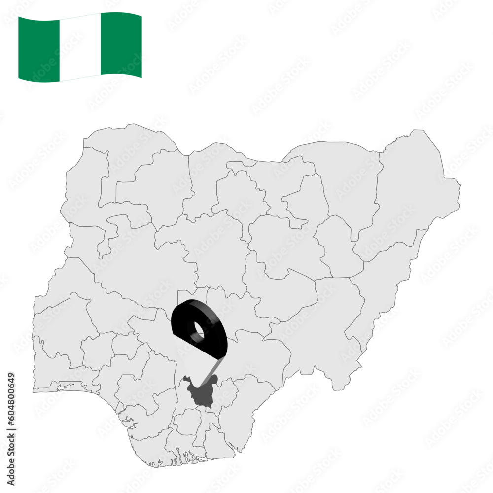 Location Enugu State on map Nigeria. 3d Enugu location sign. Flag of ...