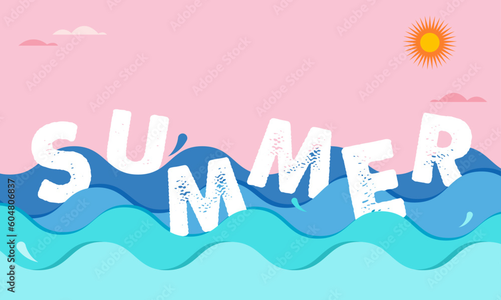 Colorful Geometric Sea Summer Background, poster, banner. Summer time ...