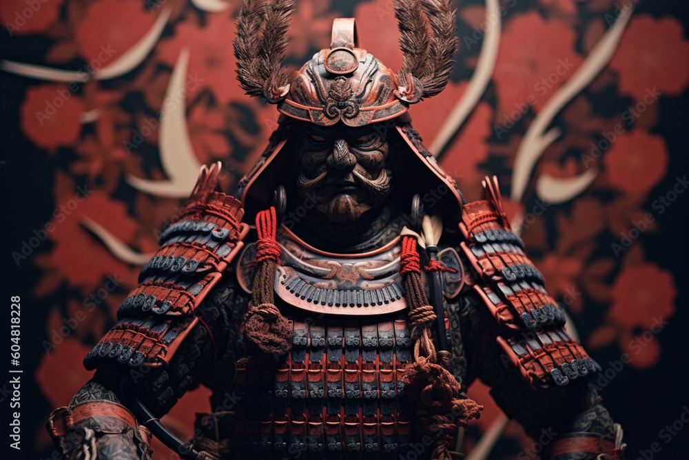 A captivating paper-cut design of a samurai warrior in full armor, with ...