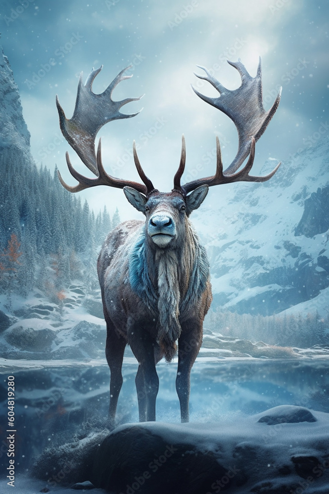 frozen wildlife, with animals adorned in icy textures and frozen poses ...