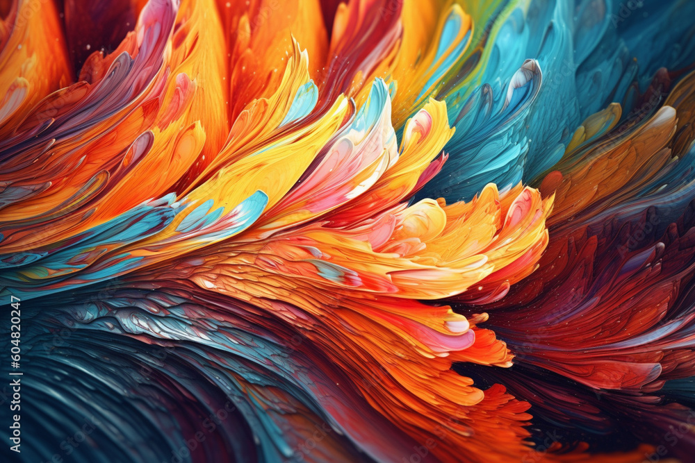 An abstract painting depicting a chaotic and fragmented world, with ...