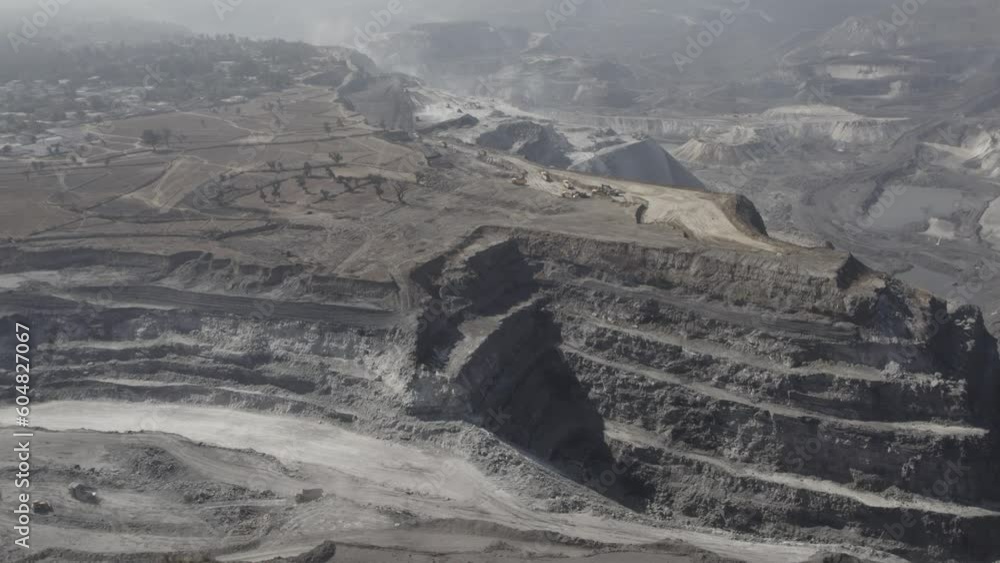 Drone view of open-cast coal mines at Gevra in Chhattisgarh, India ...
