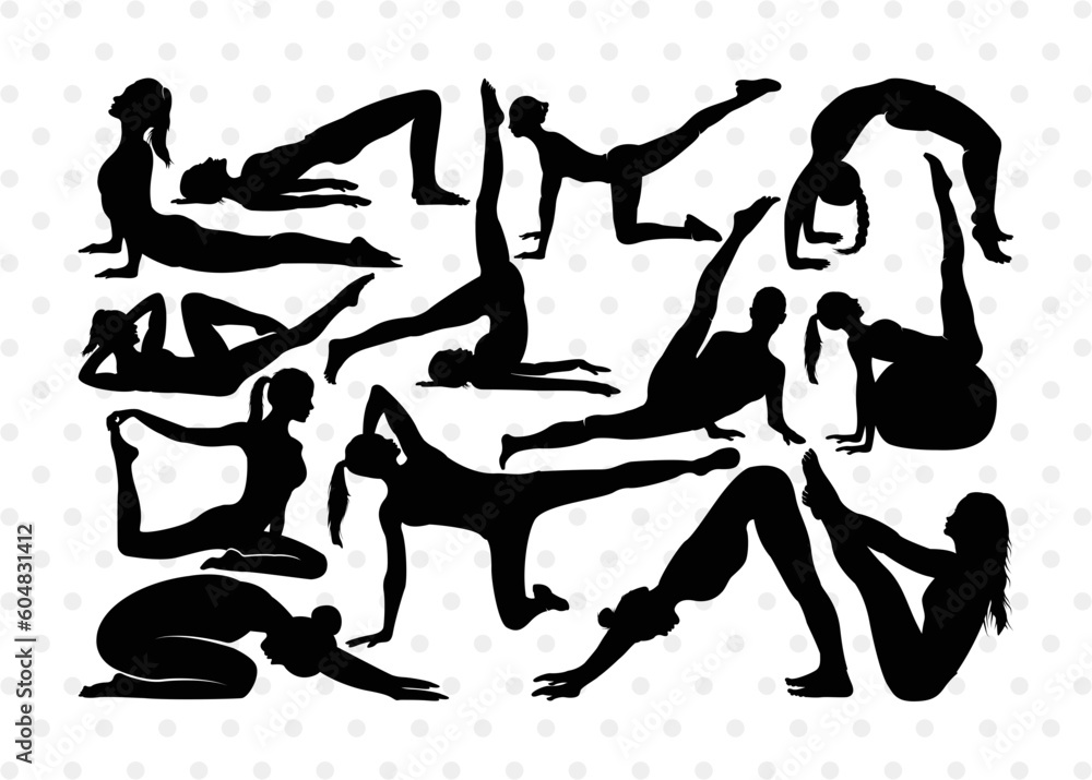 Pilates SVG Cut Files | Pilates Silhouette | Fitness Svg | Exercise Svg ...