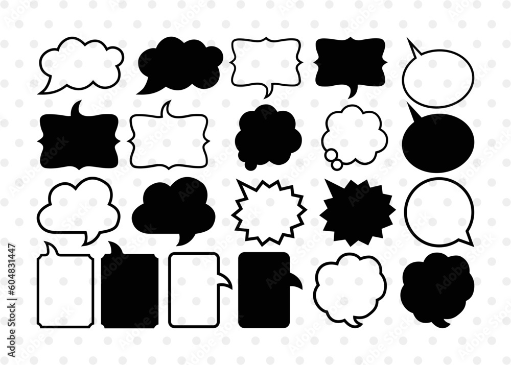 Speech Bubbles SVG Cut Files | Speech Bubbles Silhouette | Text Bubble ...
