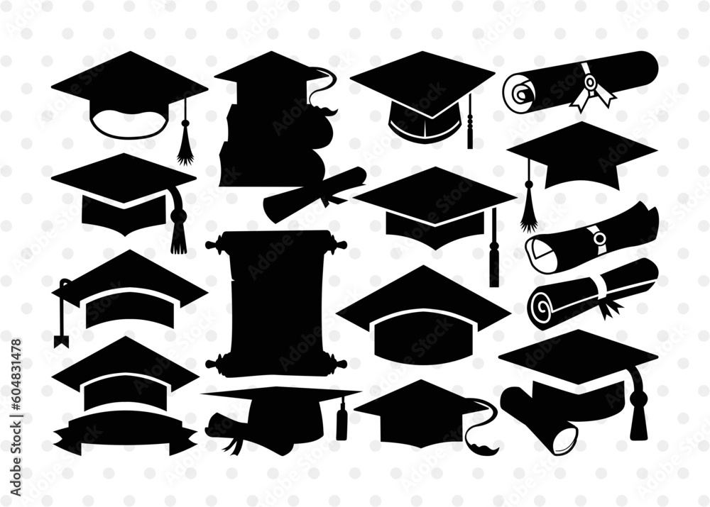 Graduation Cap Svg Cut Files Graduate Silhouette Graduation Svg