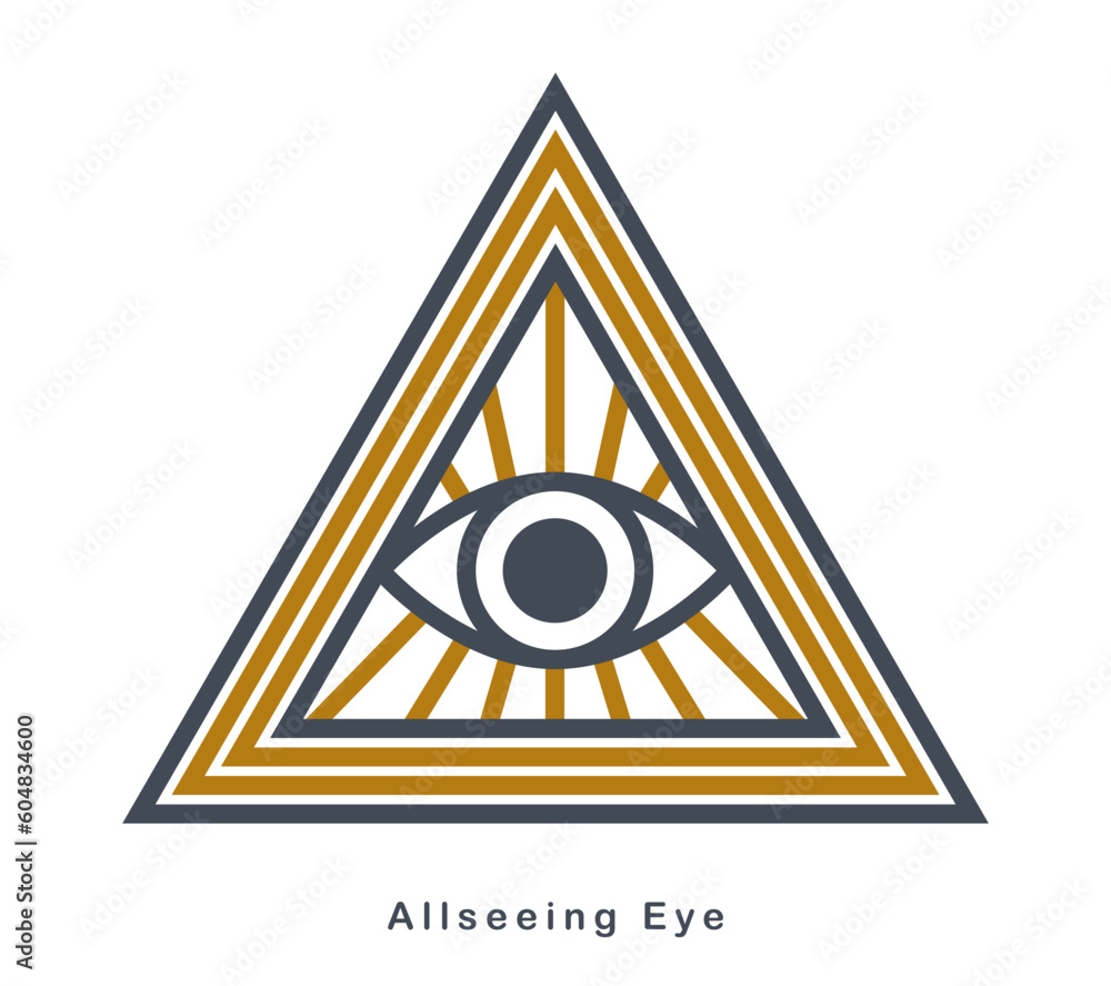 All seeing eye in triangle pyramid vector ancient symbol in modern ...