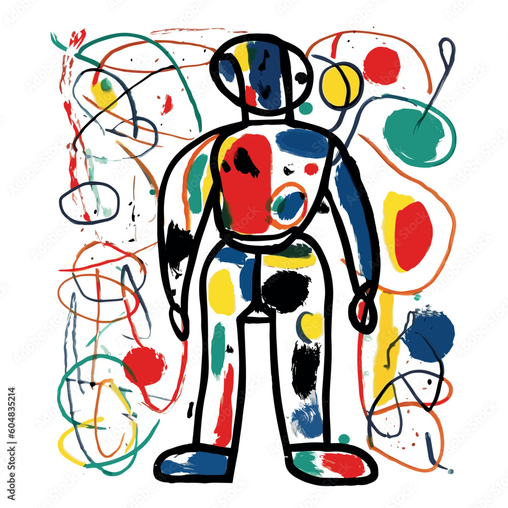 Abstract and vibrant illustration of a person portrayed in a ...