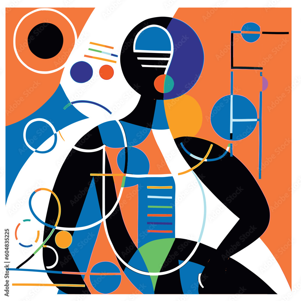 Artistic and abstract illustration of a person rendered in a unique ...