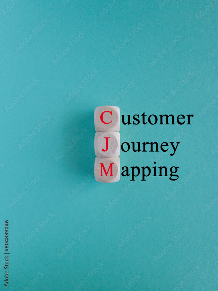 CJM customer journey mapping symbol. Concept red words CJM customer ...