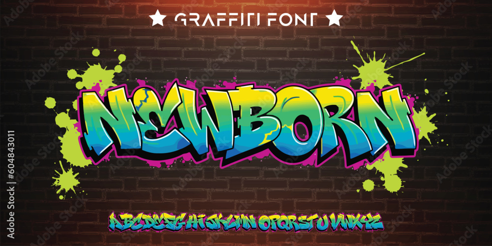 NEWBORN Graffiti logo text style effect - Graffiti text style theme ...