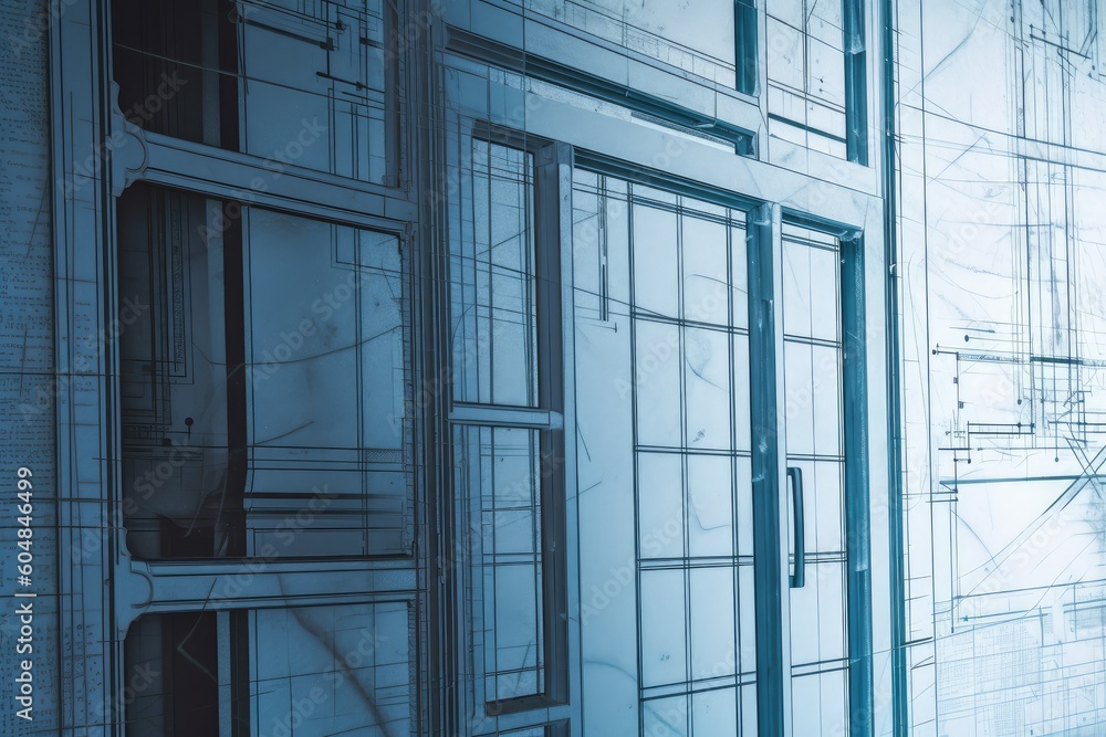 architectural blueprint with close-up of a specific detail, such as ...