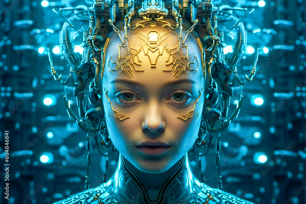 Advanced Technology Augmented Human Futuristic Artificial Intelligence Concept Illustration