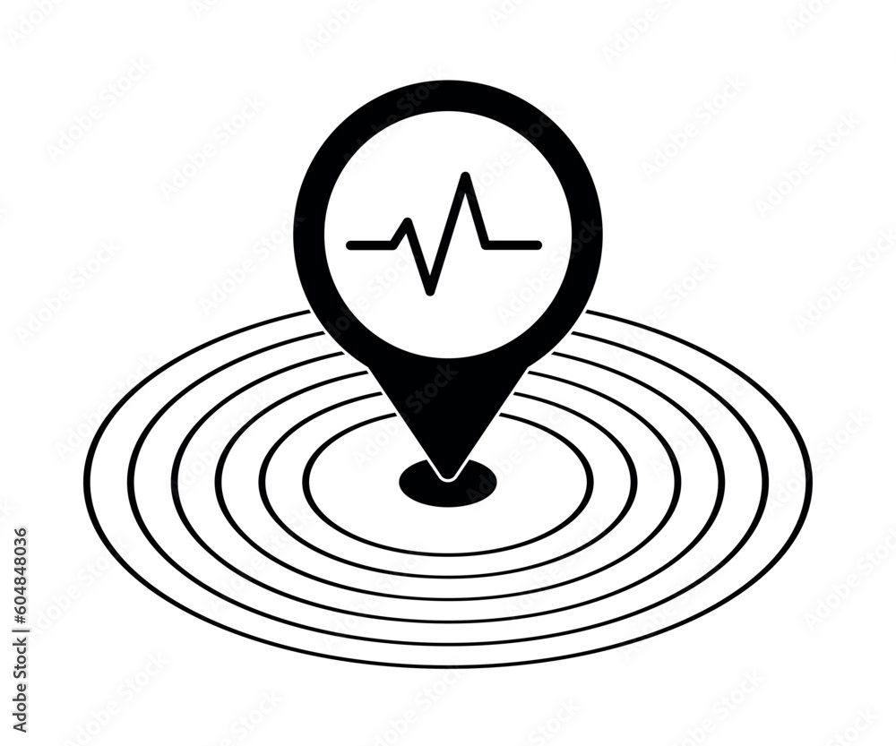 Earthquake icon in black colors on a transparent background. Element ...