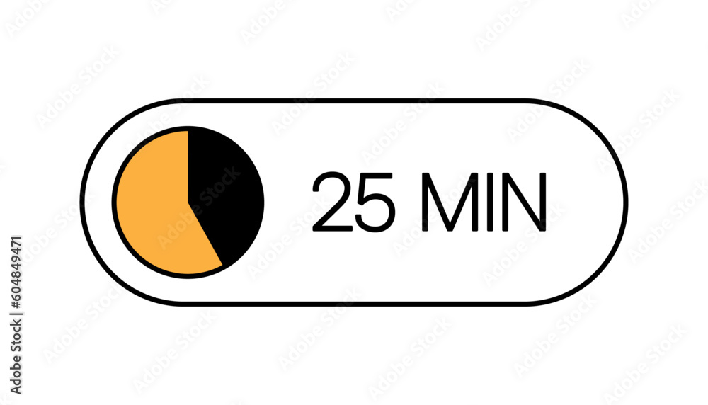 25 Minutes Timer UI UX Design Icon, Modern Minimal Look. Clock, Stop ...