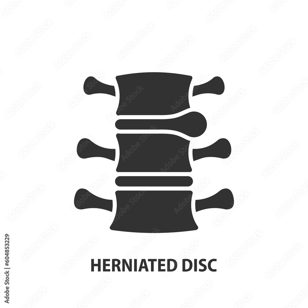 Spinal disc herniation glyph icon. Herniated disc vector sign ...