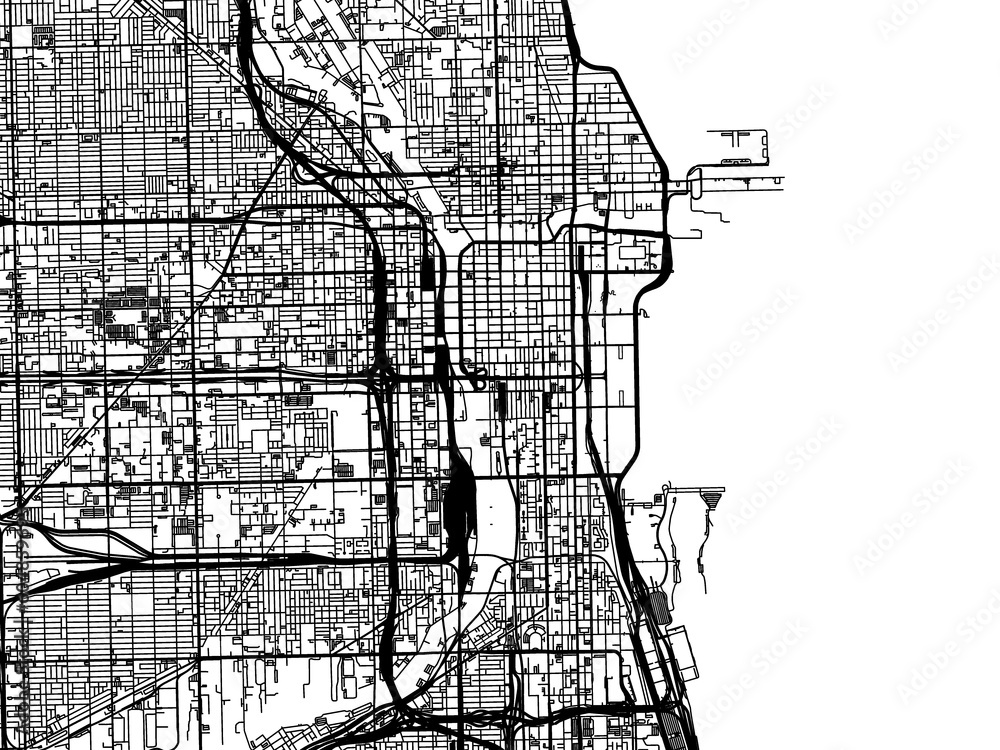 Road map of the city of Chicago Center Illinois in the United States of ...