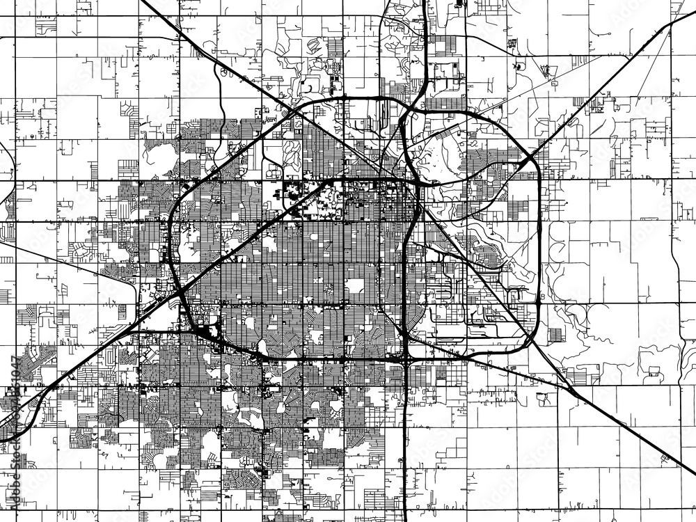 Road map of the city of Lubbock Texas in the United States of America ...