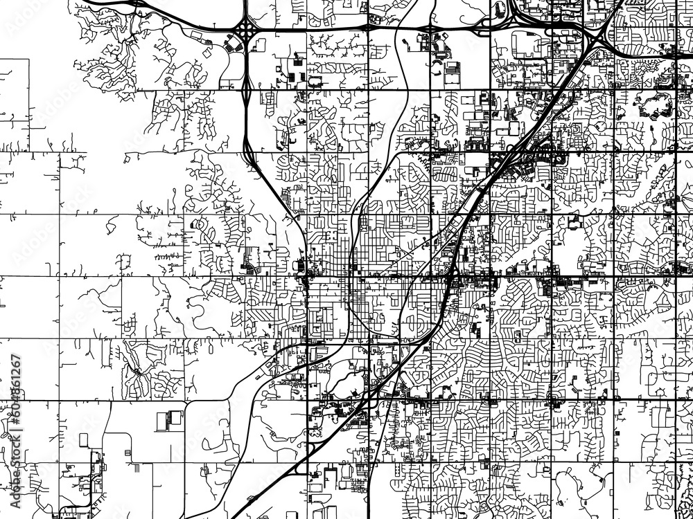 Road map of the city of Olathe Kansas in the United States of America ...