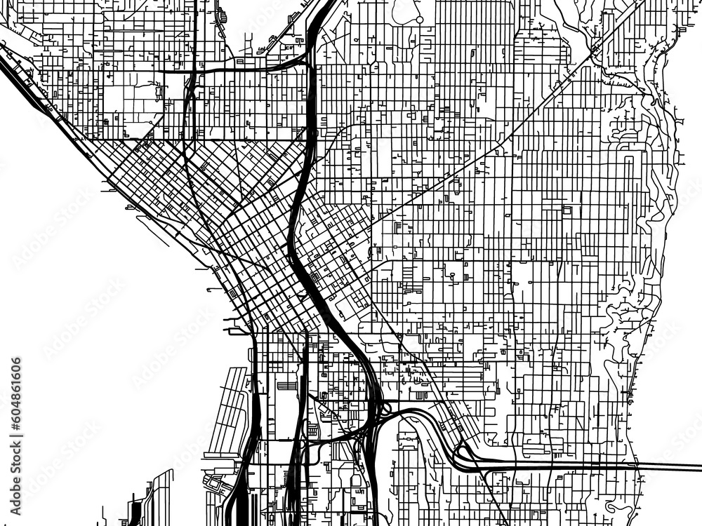 Road map of the city of Seattle Center Washington in the United States ...