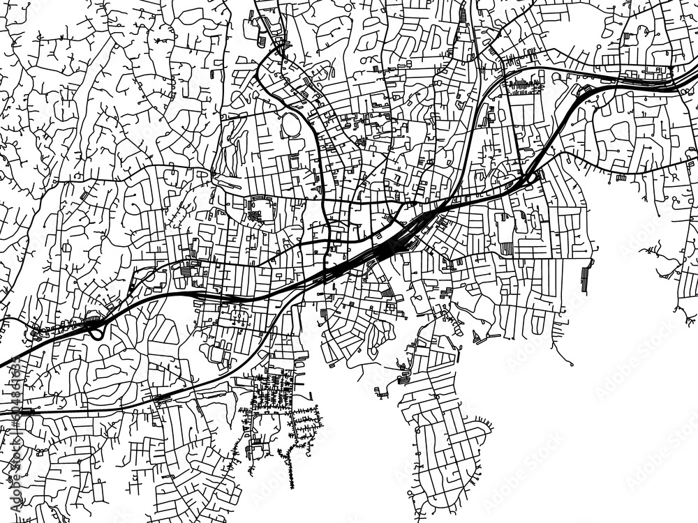 Road map of the city of Stamford Connecticut in the United States of ...