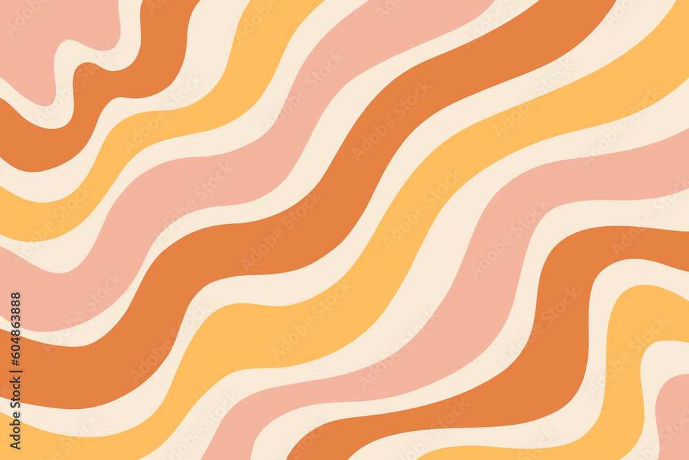 Retro Groovy Background, Trendy 70s Wavy Pattern Stock Vector | Adobe Stock