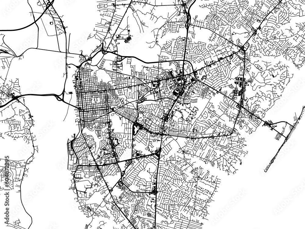 Road map of the city of Wilmington North Carolina in the United States ...