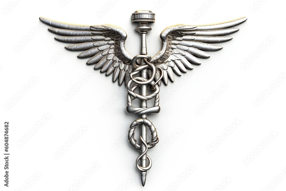 Medical Caduceus Emblem on White Background Generative AI Stock ...