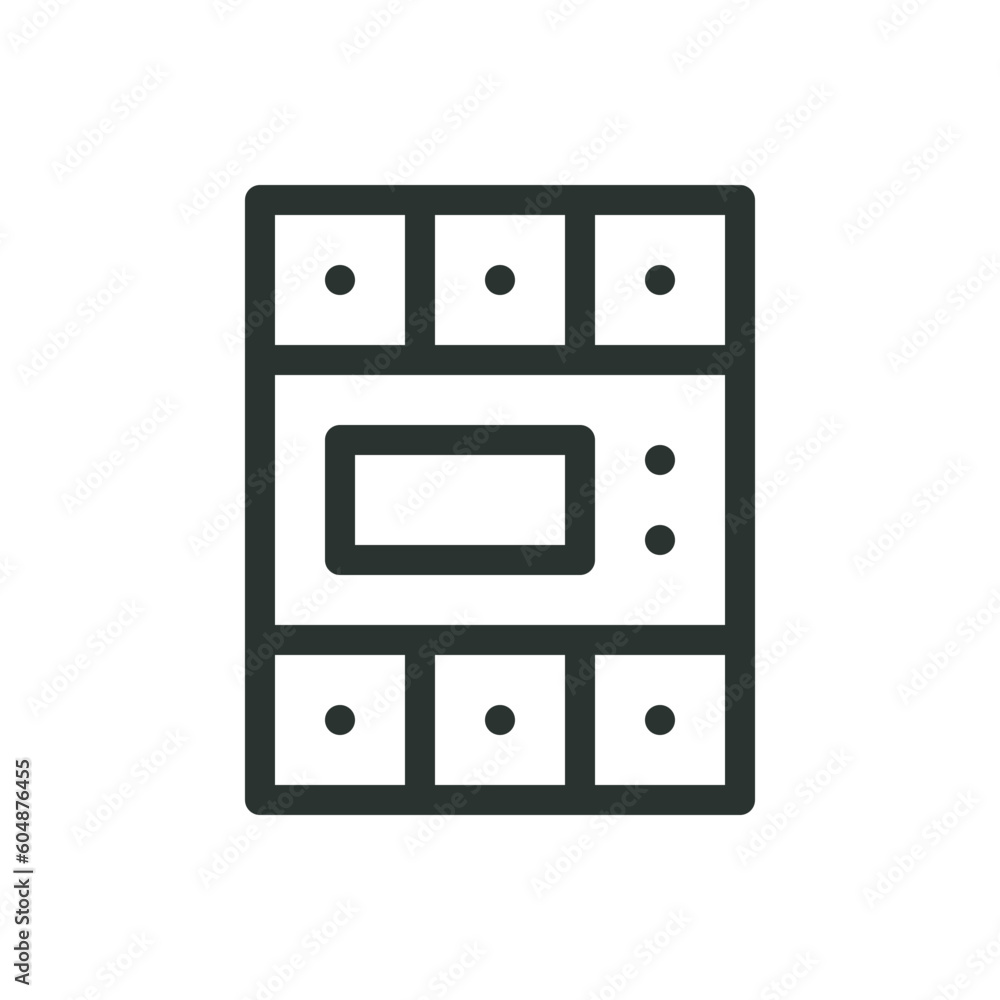 Din rail relay module isolated icon, voltage relay linear icon ...