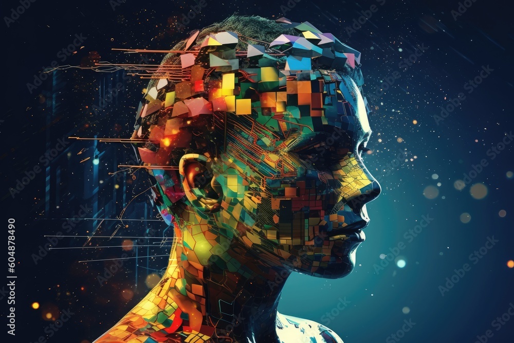 Artistic portrayal of a male android face, symbolizing the concept of ...