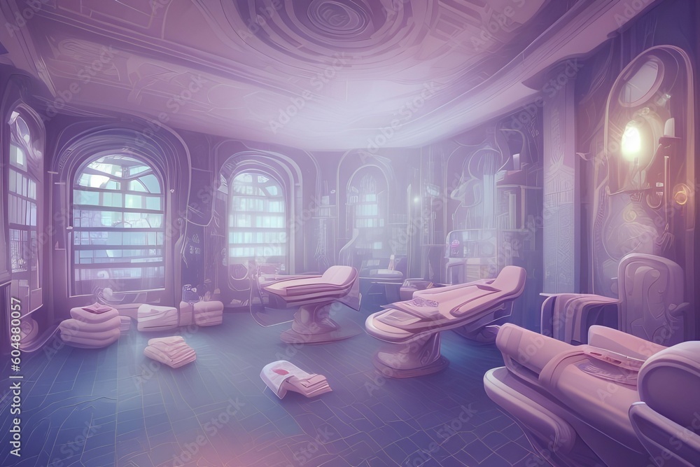 cartoon vector illustration interior spa room with separated layers in ...