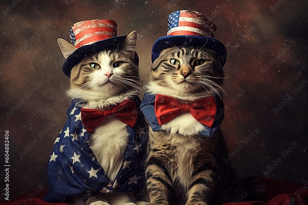 cats celebrating American Independence Day 4th fourth july usa ...