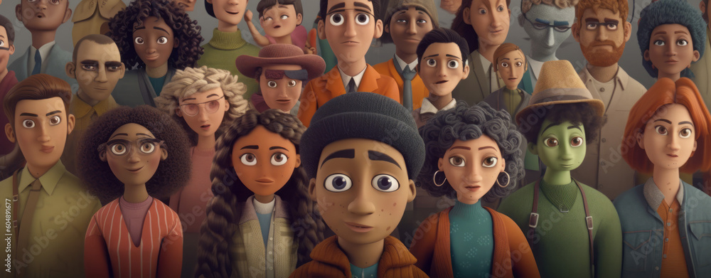 Diversity and inclusion concept: A group of people from many cultural ...